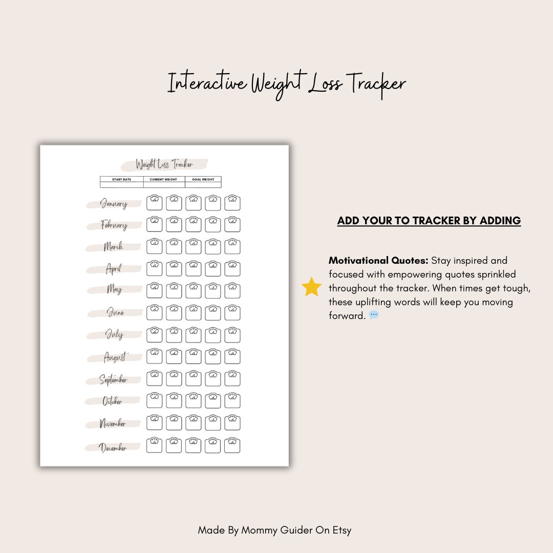 Weight Loss Coloring Tracker Printable | Fillable PDF | 12 Months - Etsy