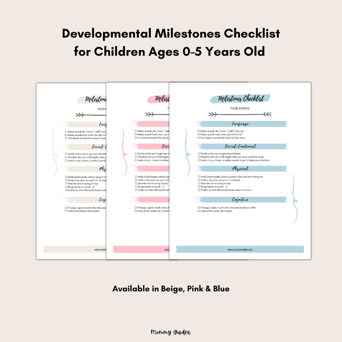 Printable Milestones Checklist for Baby Toddler & | Etsy