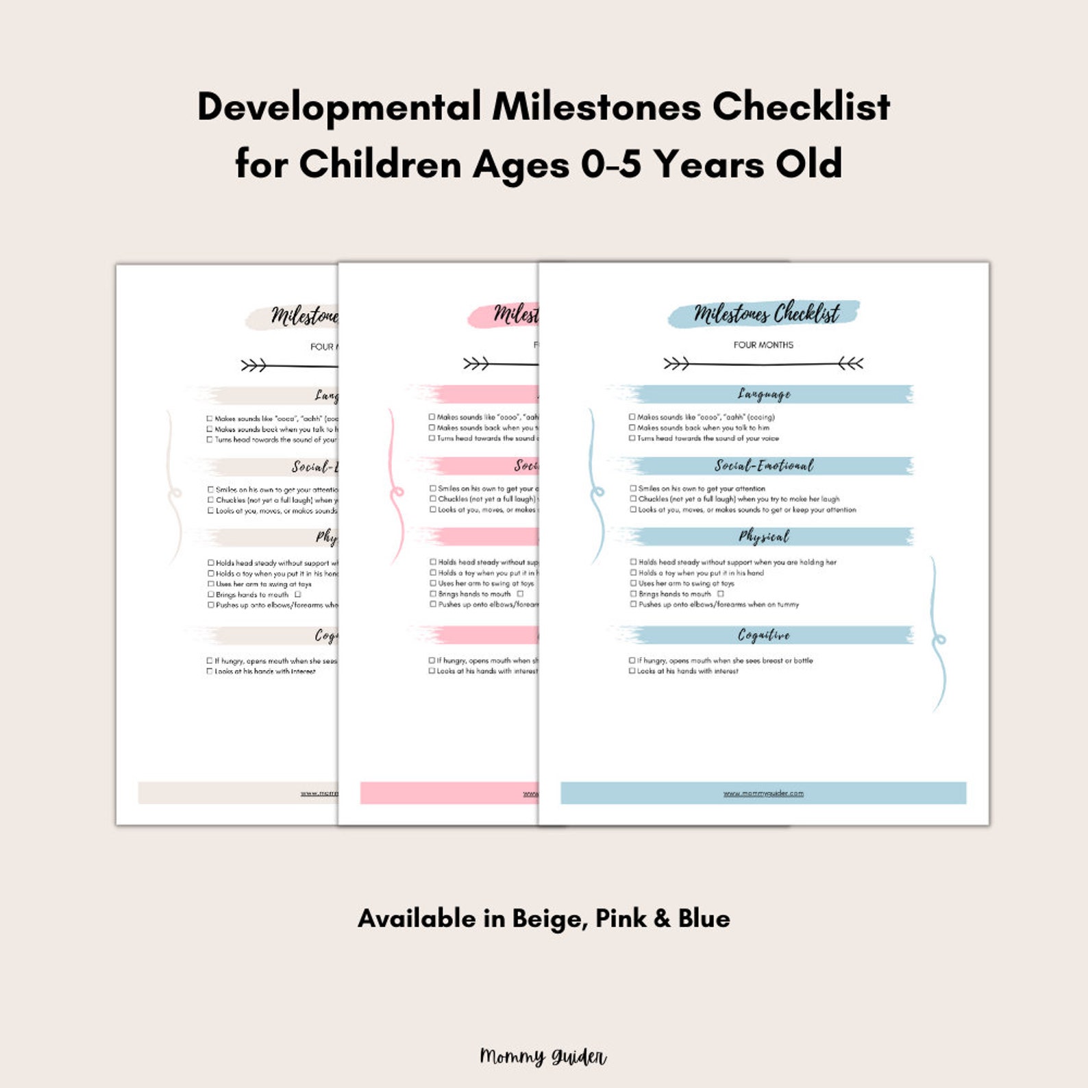 Printable Milestones Checklist for Baby Toddler & | Etsy