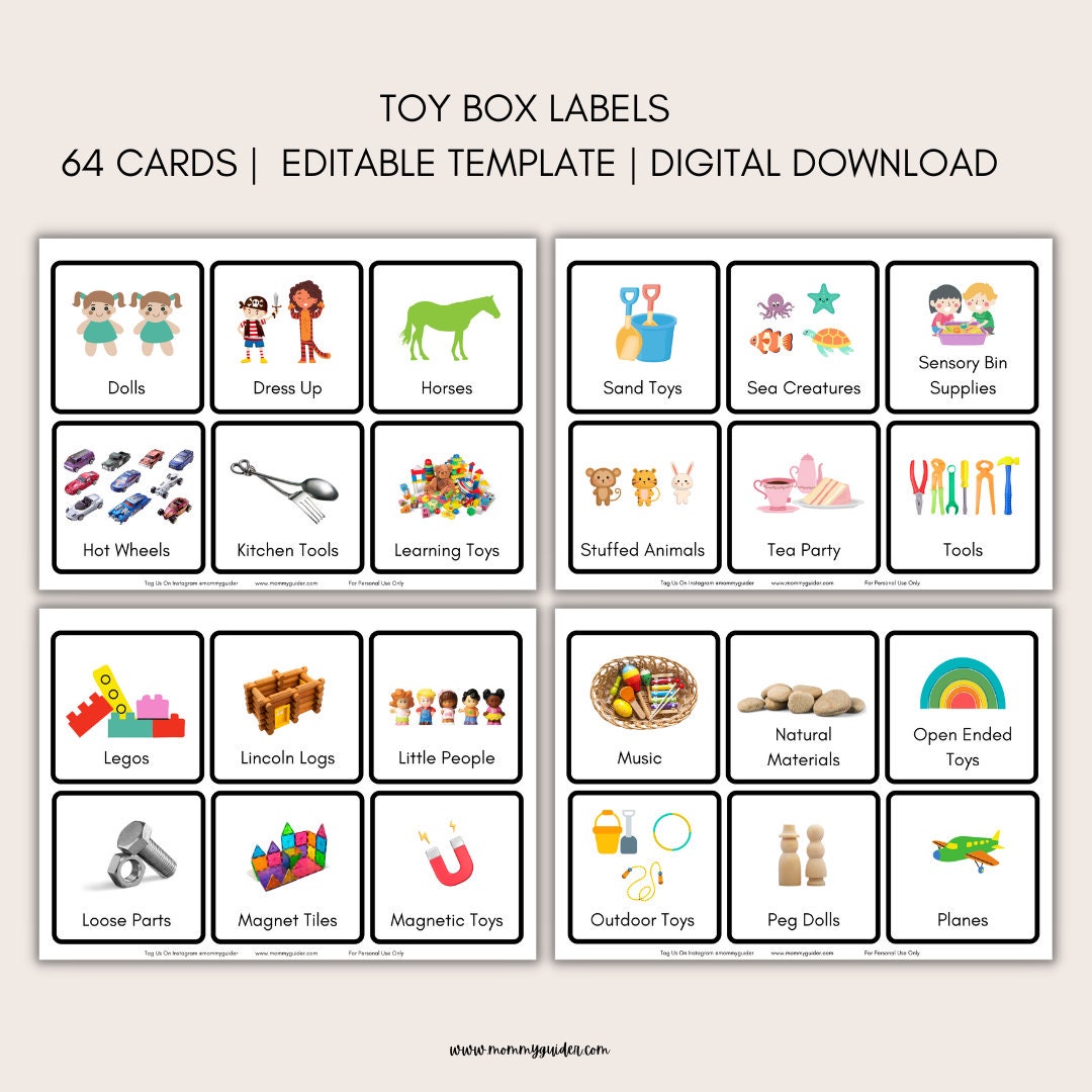 Kid Toy Box Editable Labels With Pictures - Etsy