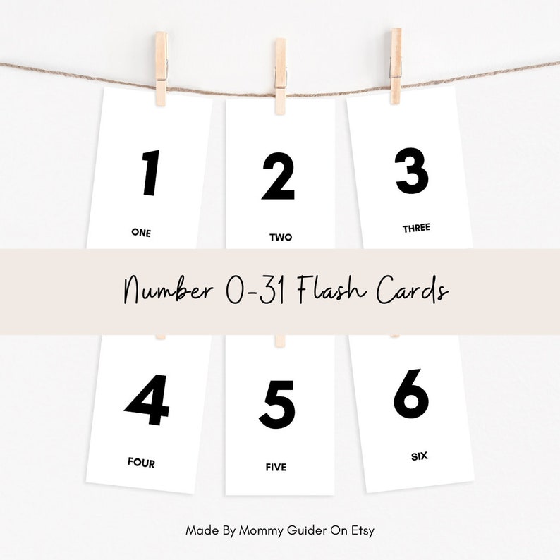 Number Flashcards 0-31: Minimalist Math Printable (PDF) - Etsy