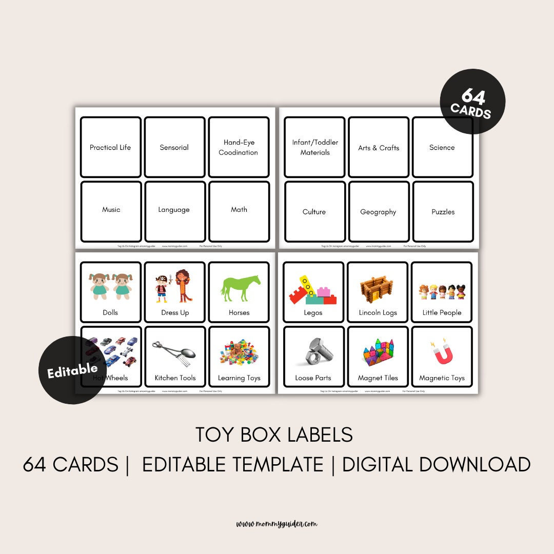 Kid Toy Box Editable Labels With Pictures - Etsy