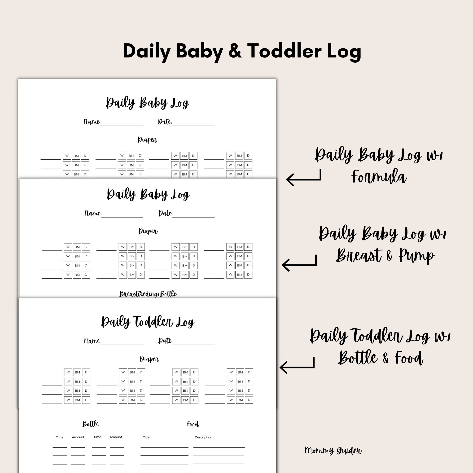 Editable Daily Infant & Toddler Tracker Log Printable - Etsy