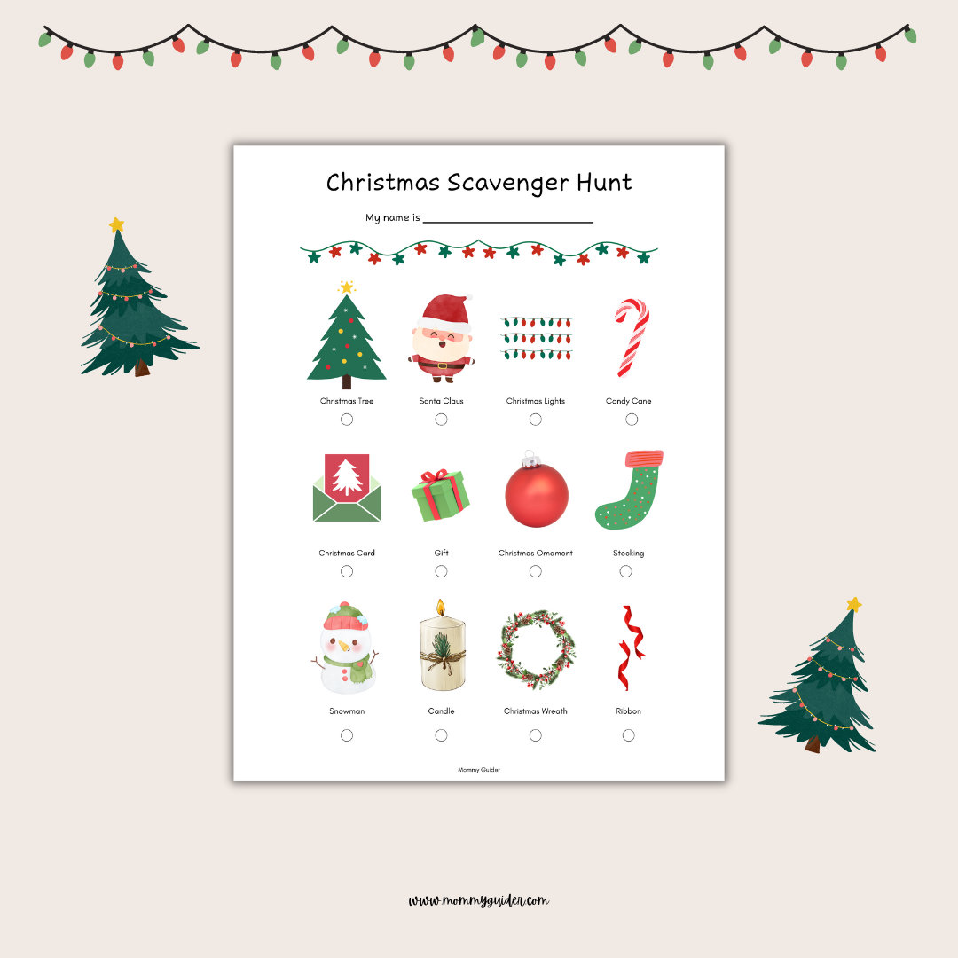 Christmas Scavenger Hunt Printable | Christmas Indoor Scavenger Hunt ...