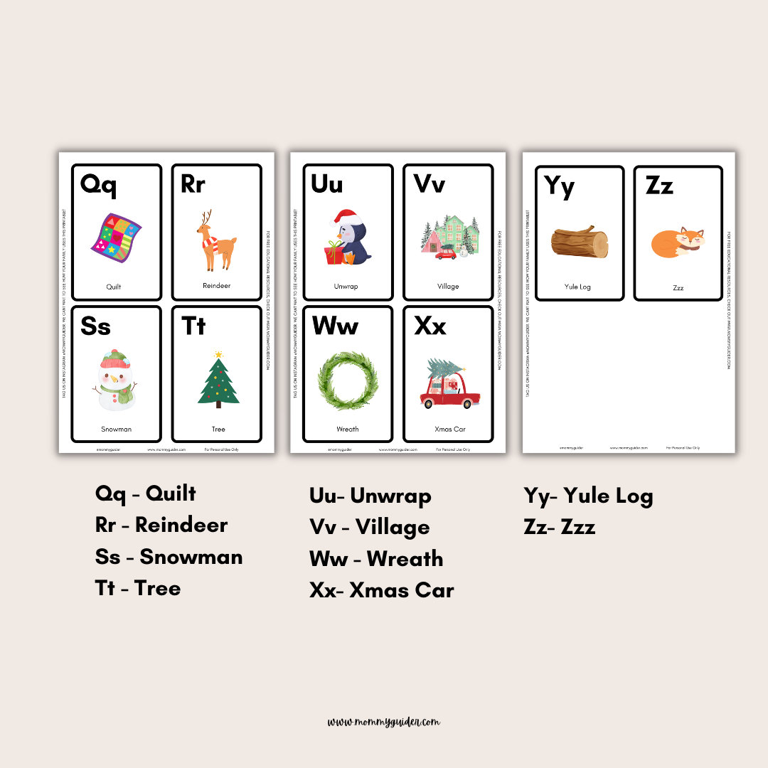 Christmas Alphabet Flashcards Christmas A-Z Christmas - Etsy