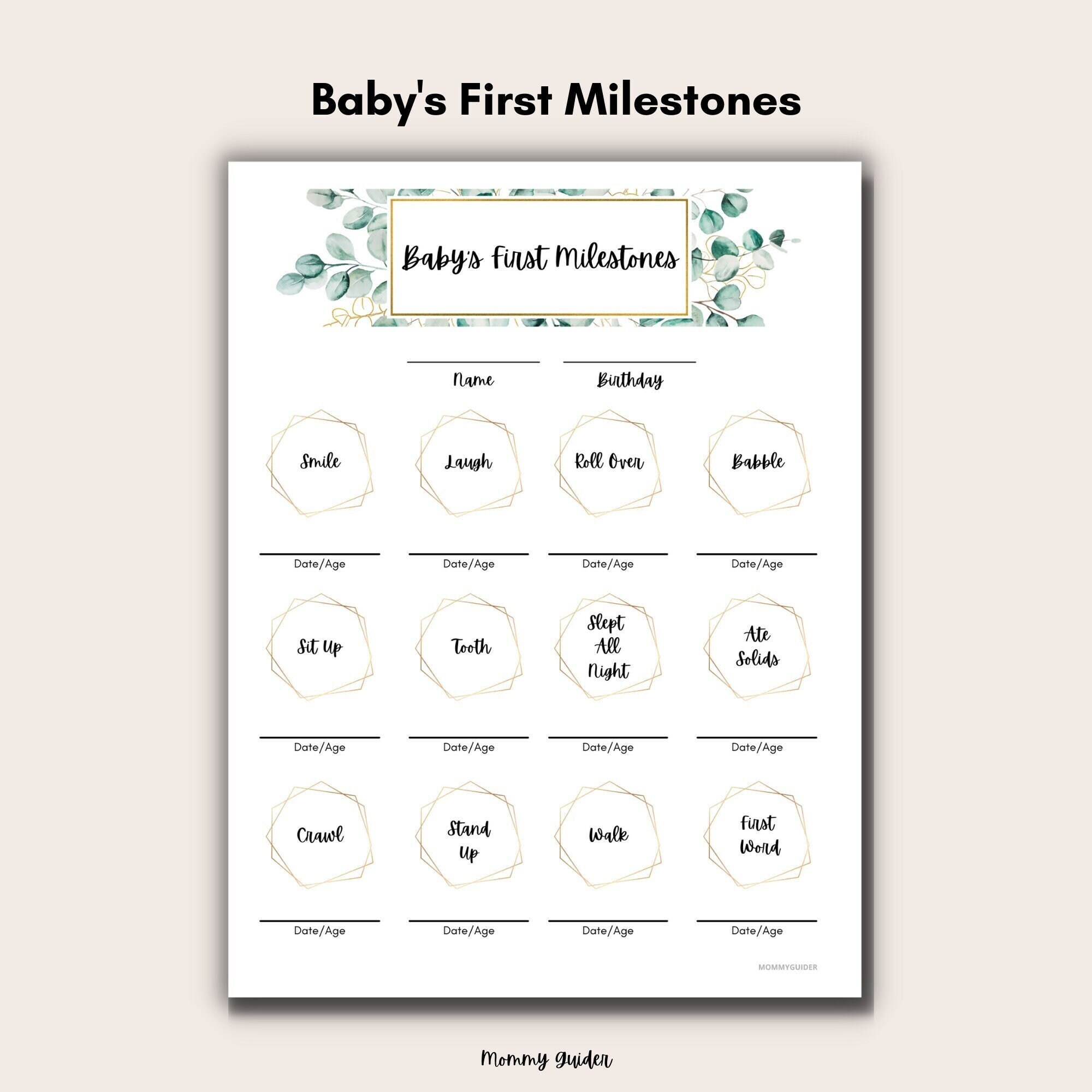 Baby First Year Milestones Chart Checklist 0-12 Months - Etsy Canada