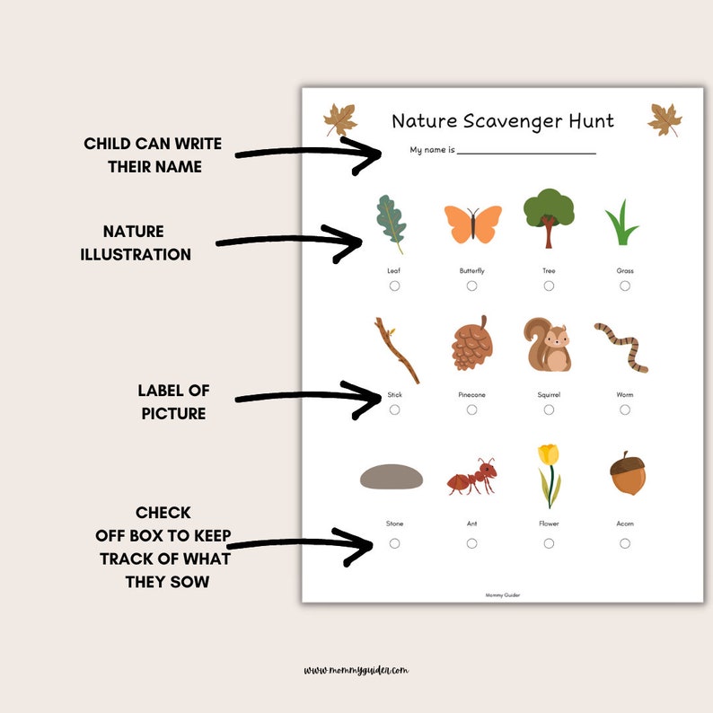 Nature Scavenger Hunt Printable | Nature Walk Scavenger Hunt for Young ...