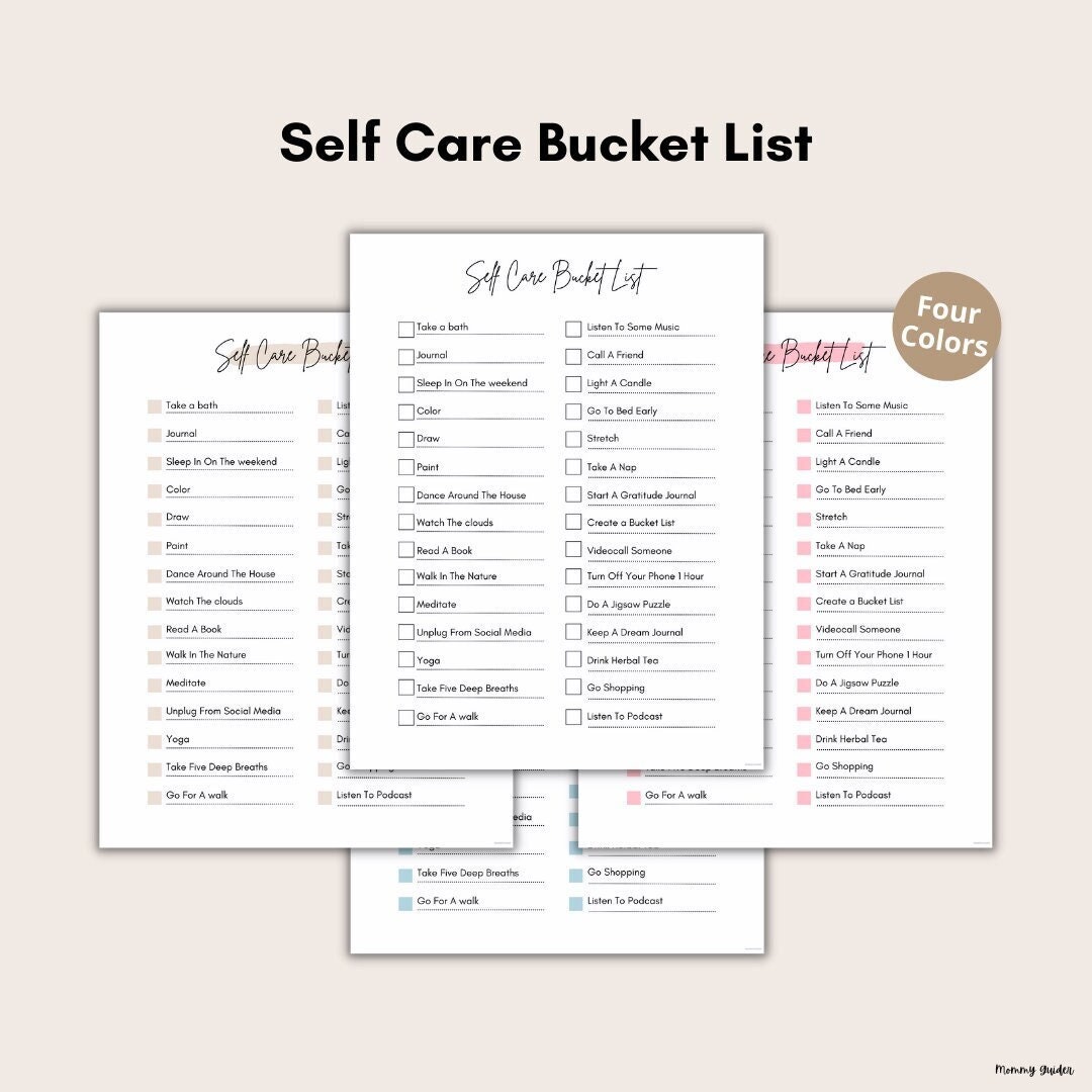 Self Care Bucket List for Working Moms Check off Activity List for ...