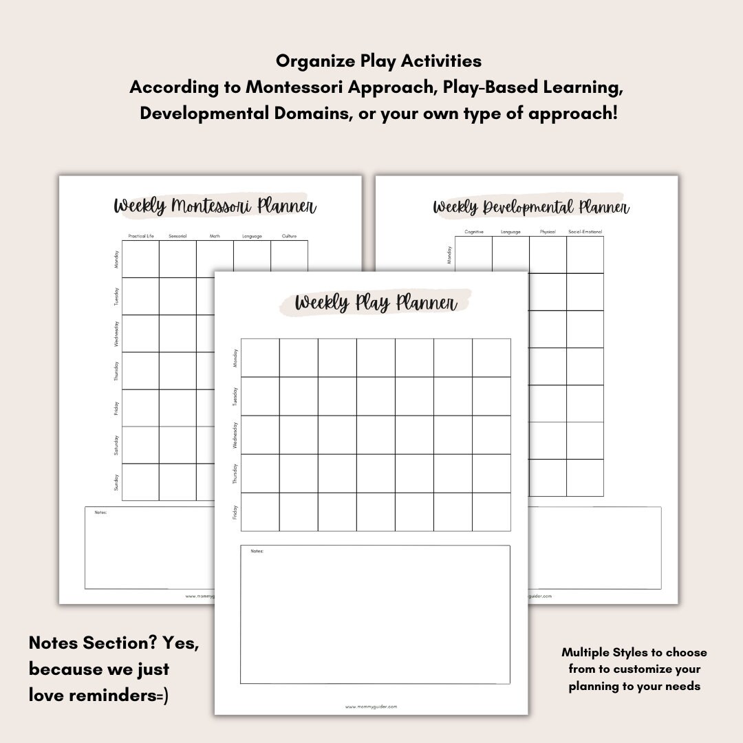 Play Activity Planner Editable Printable Montessori Inspired Kids ...