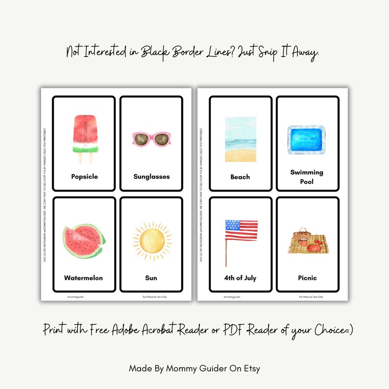 32 Summer Flash Cards for Toddlers, Preschoolers, and Kindergarteners ...