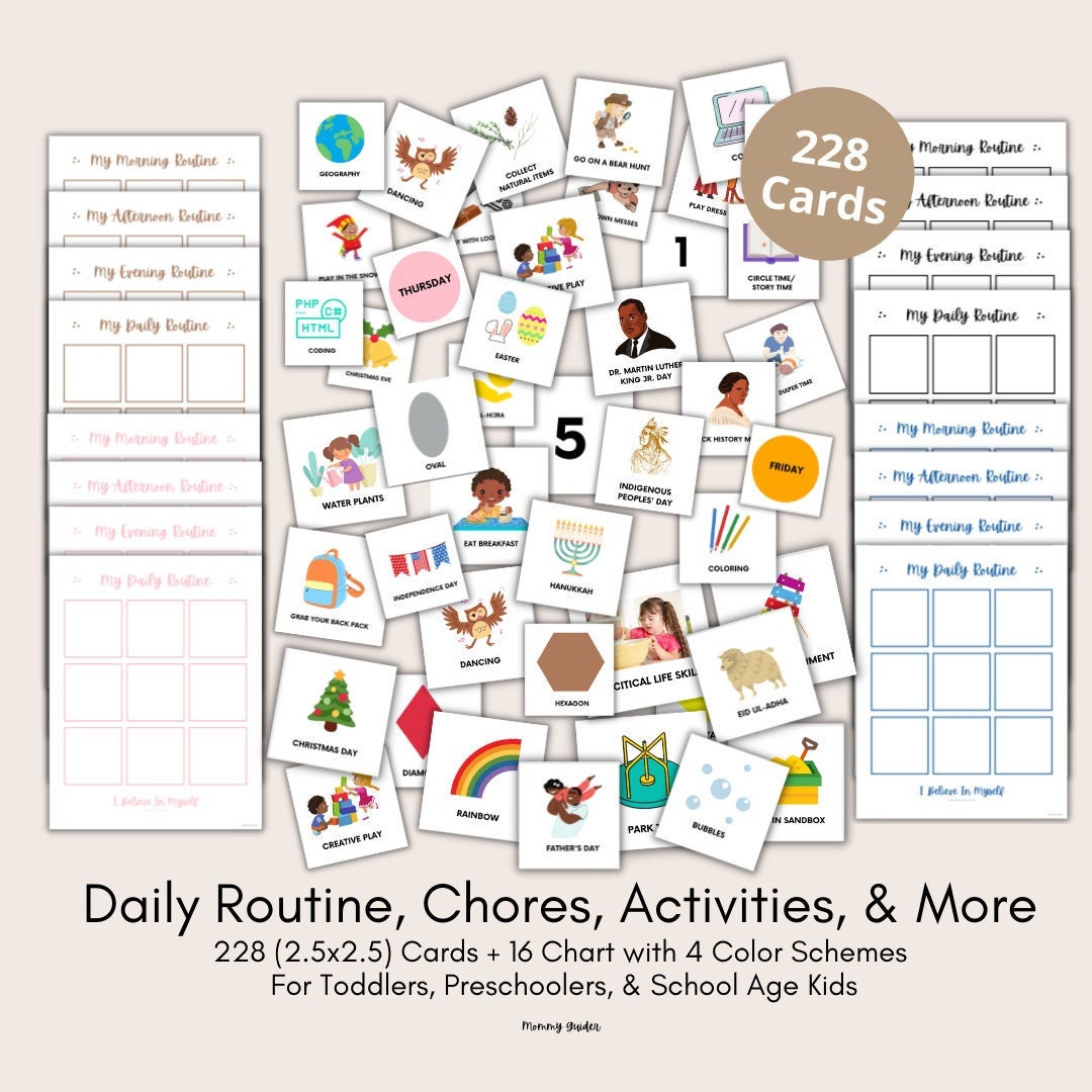 Kids Daily Responsibilities Chart, Printable Daily Routine, Chore Chart ...