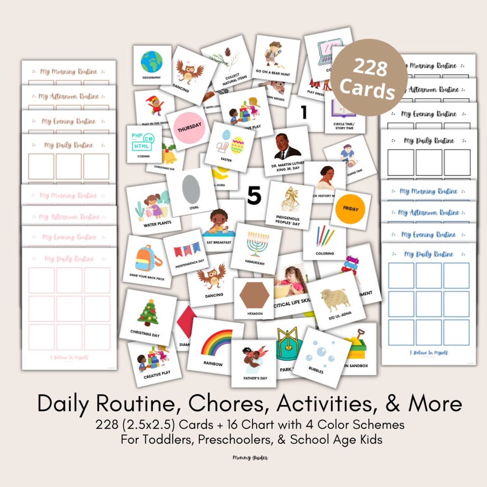 Kids Daily Responsibilities Chart, Printable Daily Routine, Chore Chart ...