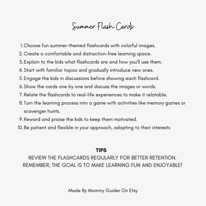 32 Summer Flash Cards for Toddlers, Preschoolers, and Kindergarteners ...