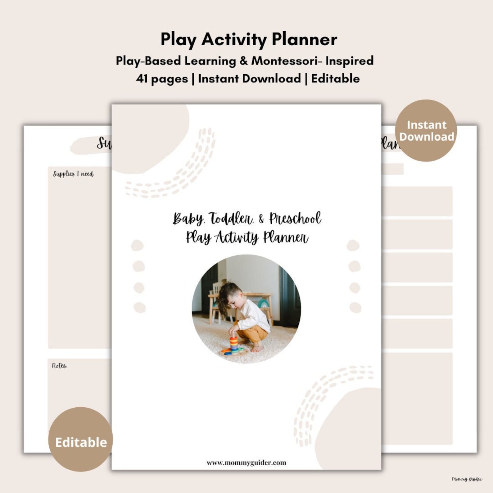 Play Activity Planner Editable Printable Montessori Inspired Kids ...