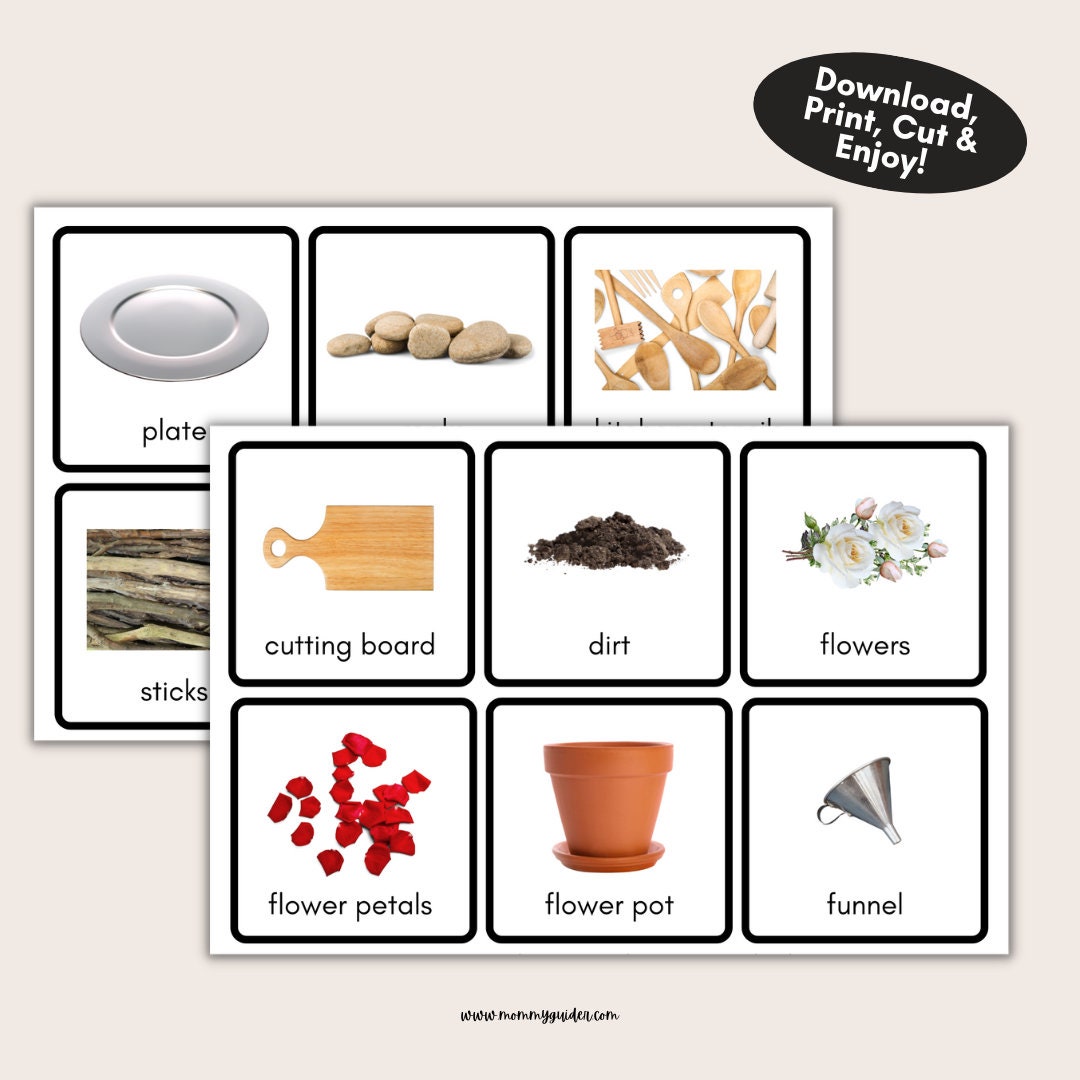 Mud Kitchen Labels Flashcards: Montessori Nature Activity (PDF) - Etsy