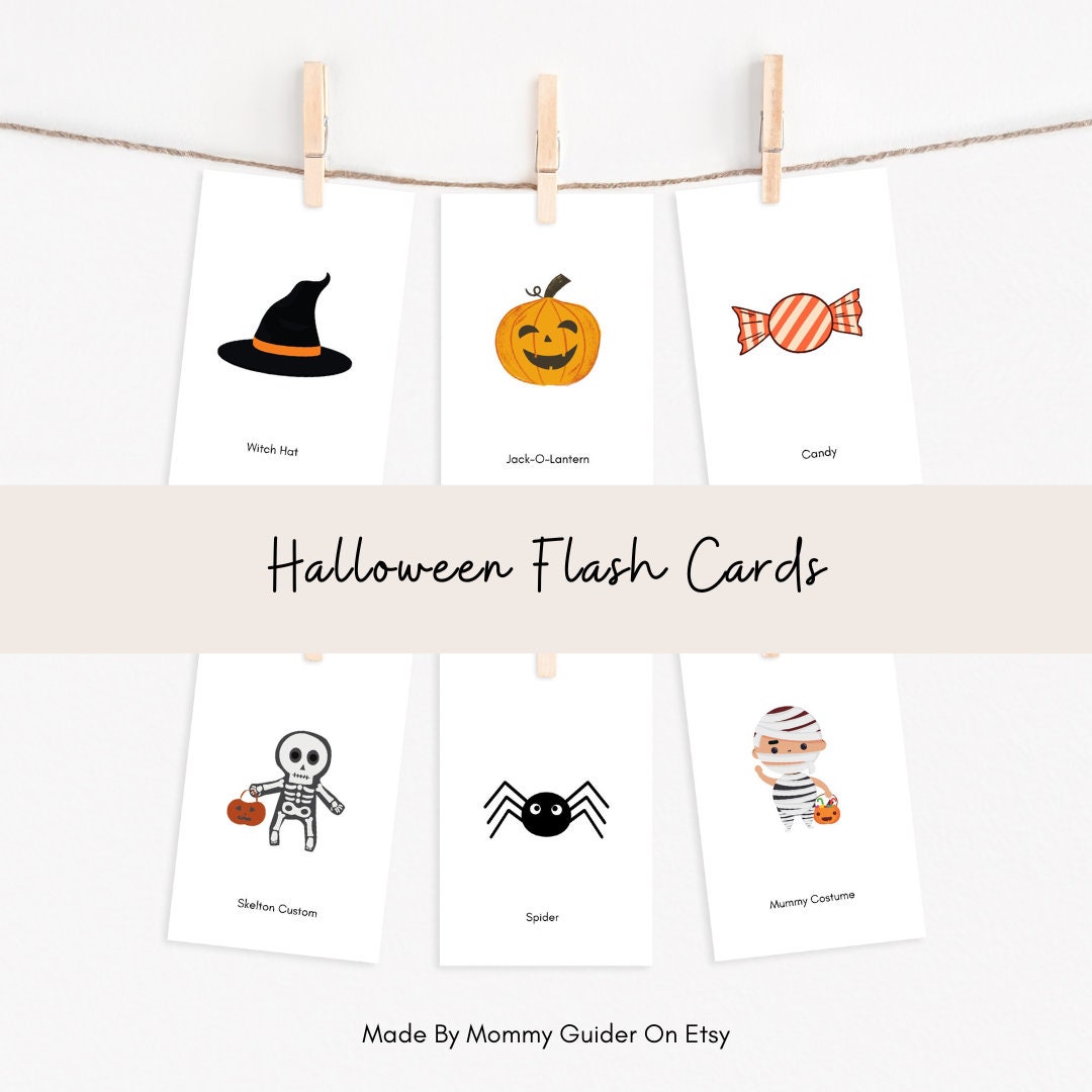 Cute Halloween Theme Flashcards Printable | Fun Preschool Flash Cards ...