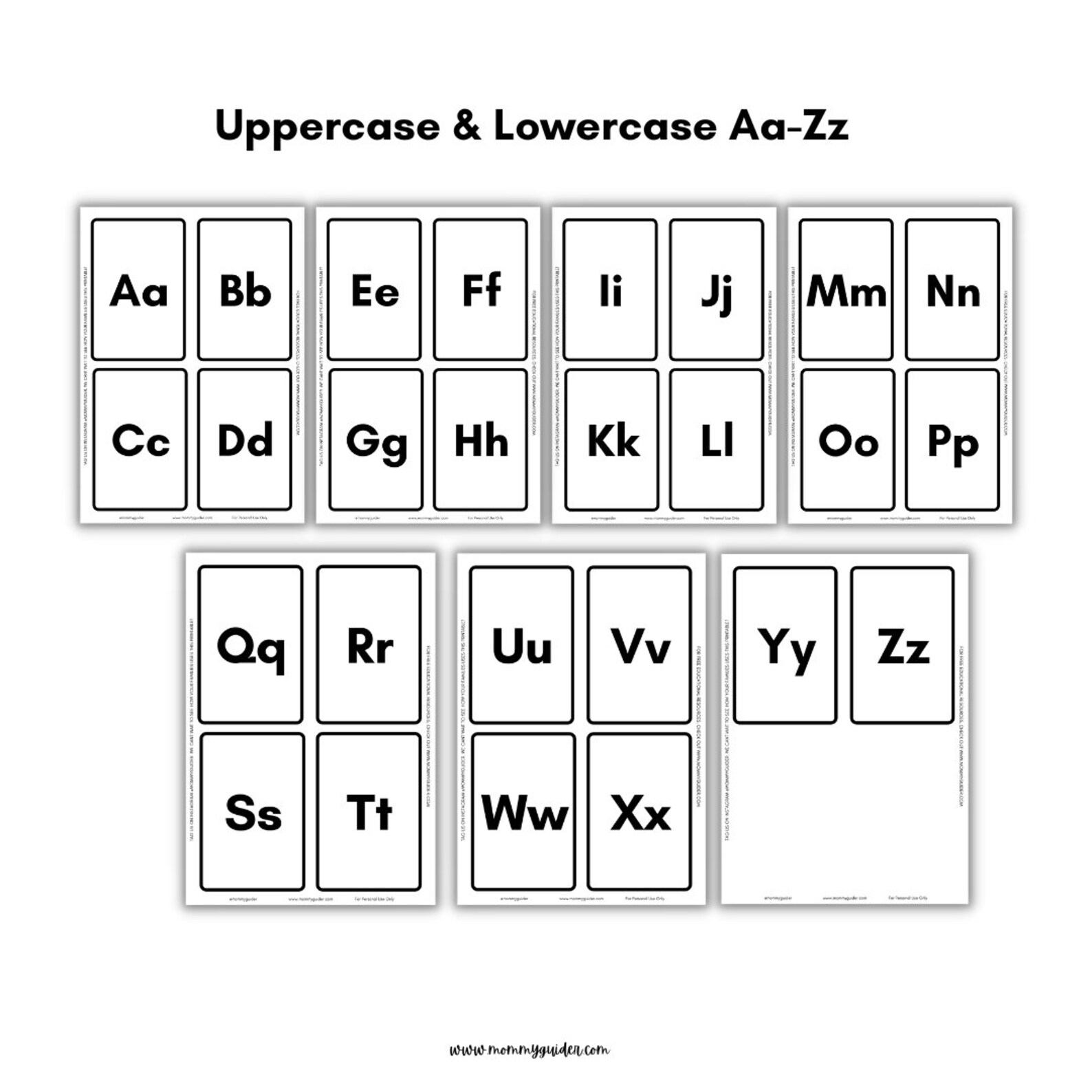 Alphabet Flash Cards for Kids Printable Uppercase & Lowercase - Etsy