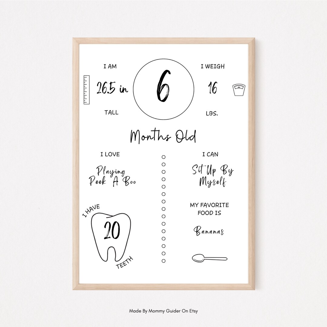 Baby, Toddler, Preschooler Monthly Milestone Sign | Birthday Sign ...