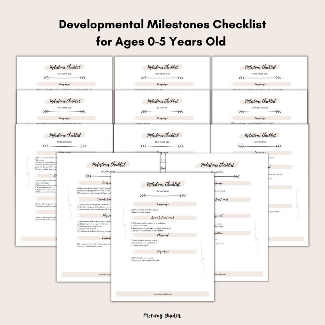 Printable Milestones Checklist for Baby Toddler & - Etsy