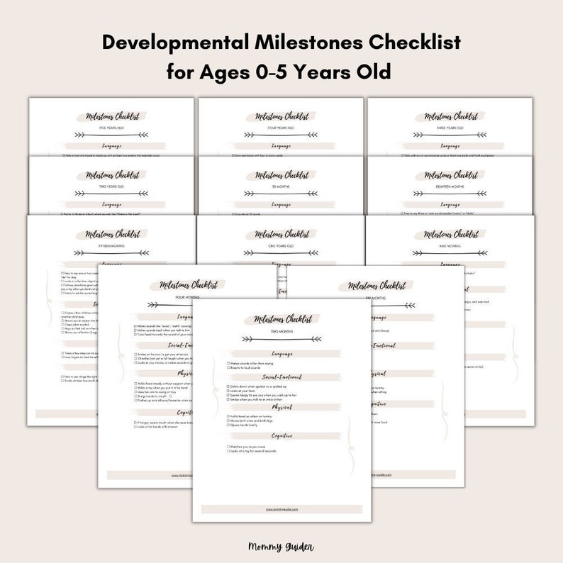 Printable Milestones Checklist for Baby Toddler & - Etsy