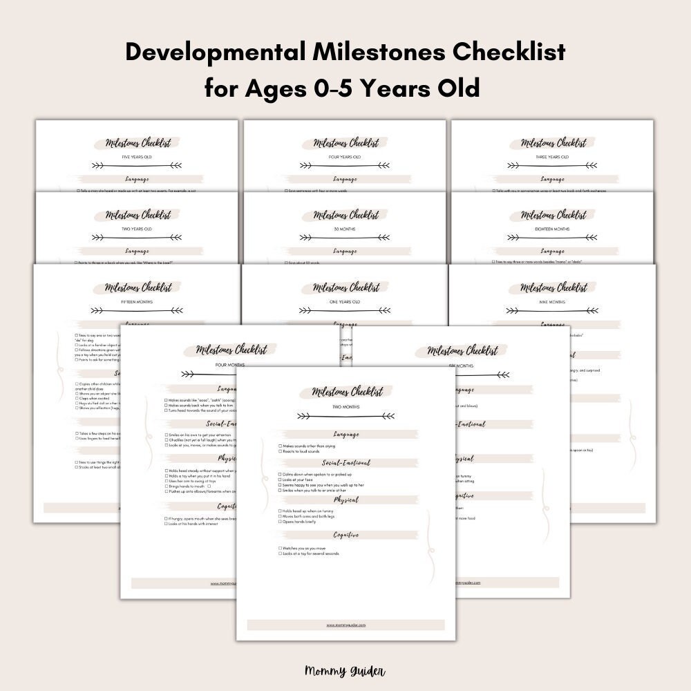 Printable Milestones Checklist for Baby Toddler & - Etsy