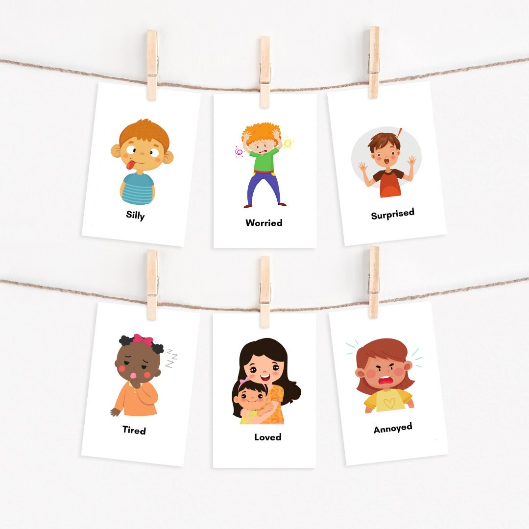 Feelings/ Emotions Flash Cards for Toddlers & Preschoolers - Etsy