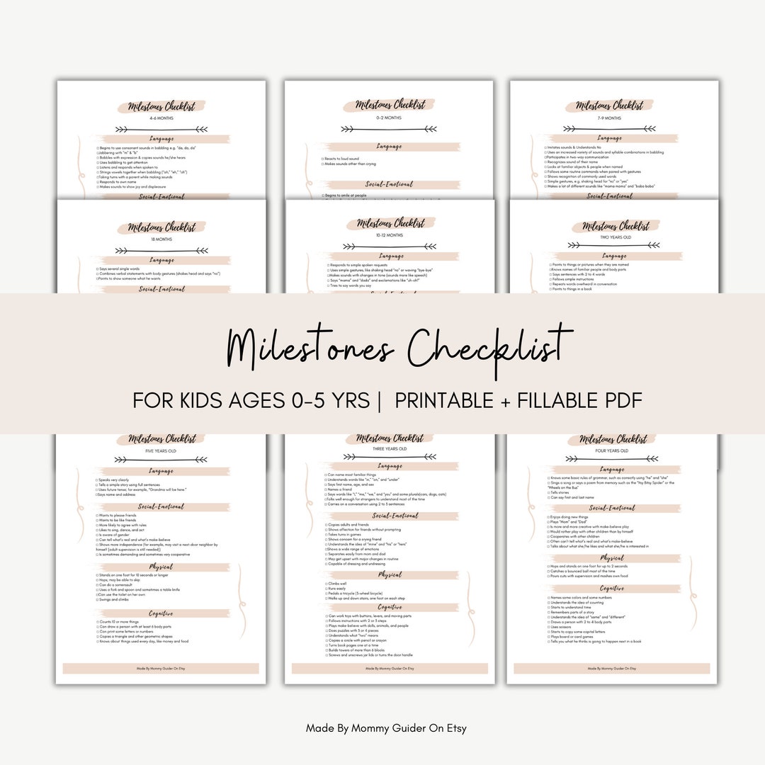 Printable Milestones Checklist for Baby Toddler & - Etsy Canada