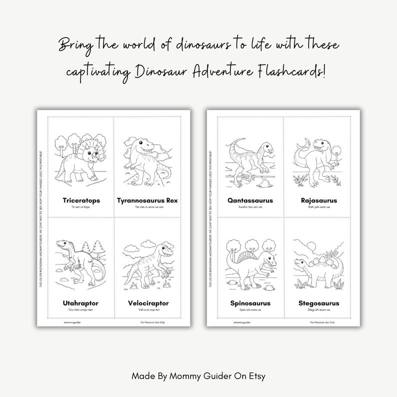 Printable Dinosaur Adventure Flashcards Learning Fun for Kids for ...