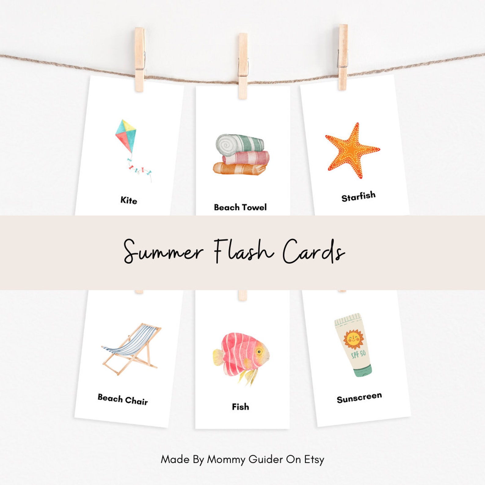32 Summer Flash Cards for Toddlers, Preschoolers, and Kindergarteners ...