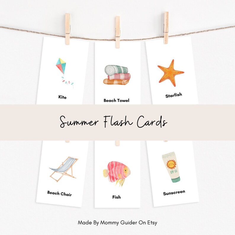 32 Summer Flash Cards for Toddlers, Preschoolers, and Kindergarteners ...