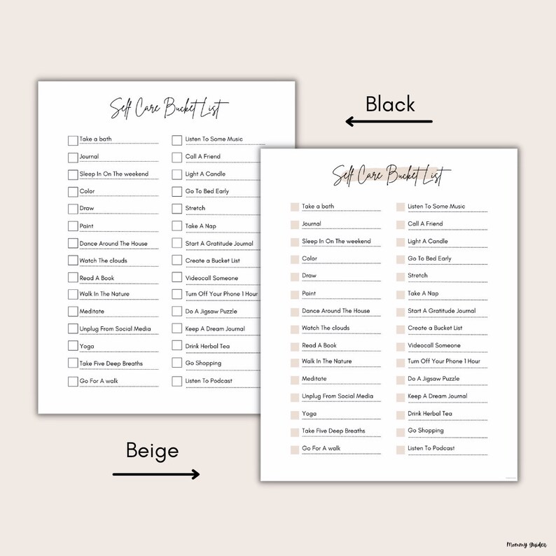 Self Care Bucket List for Working Moms Check off Activity | Etsy