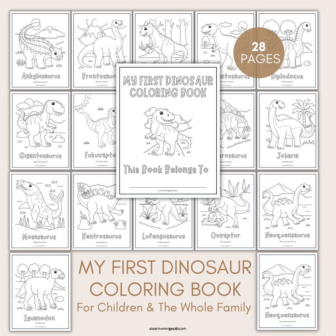 My First Dinosaur Coloring Book| 28 Dinosaur Pages With Names and ...