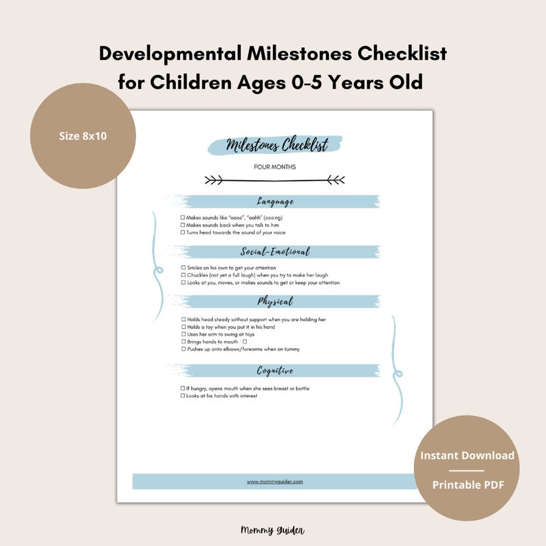 Printable Milestones Checklist for Baby Toddler & - Etsy