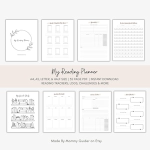 Reading Planner 35 Pages | Book Tracker & Challenge Journal | Digital ...