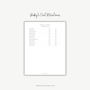 Baby's First Milestones & Experiences Tracker/chart - Editable and ...