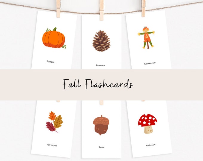 Autumn Flashcard,fall Vocabulary,nature Cards,autumn Montessori,autumn ...