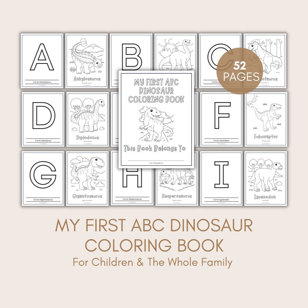 Roar-tastic ABC Dinosaur Coloring Book for Kids | 52 Pages of ...