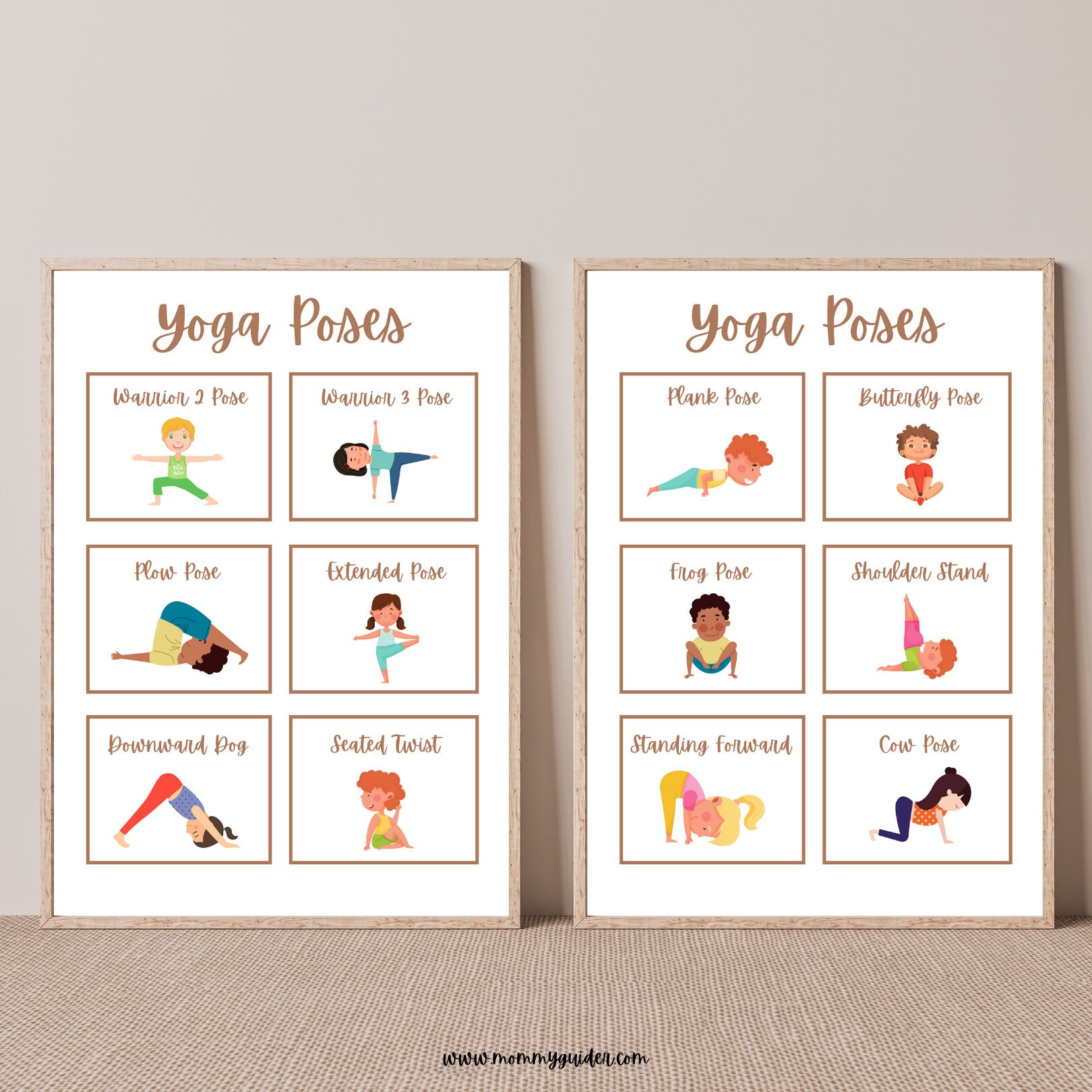 Yoga Poses Wall Art Prints for Kids: Emotional Learning (digital ...