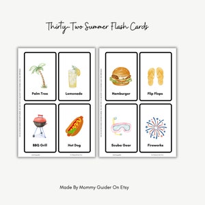 32 Summer Flash Cards for Toddlers, Preschoolers, and Kindergarteners ...