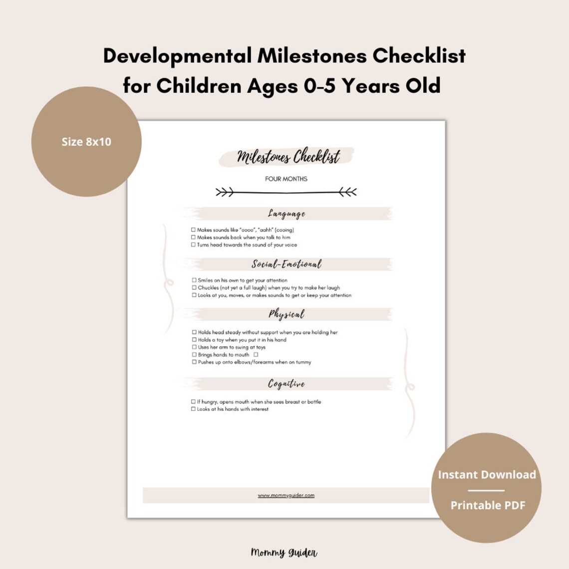 Printable Milestones Checklist for Baby Toddler & | Etsy