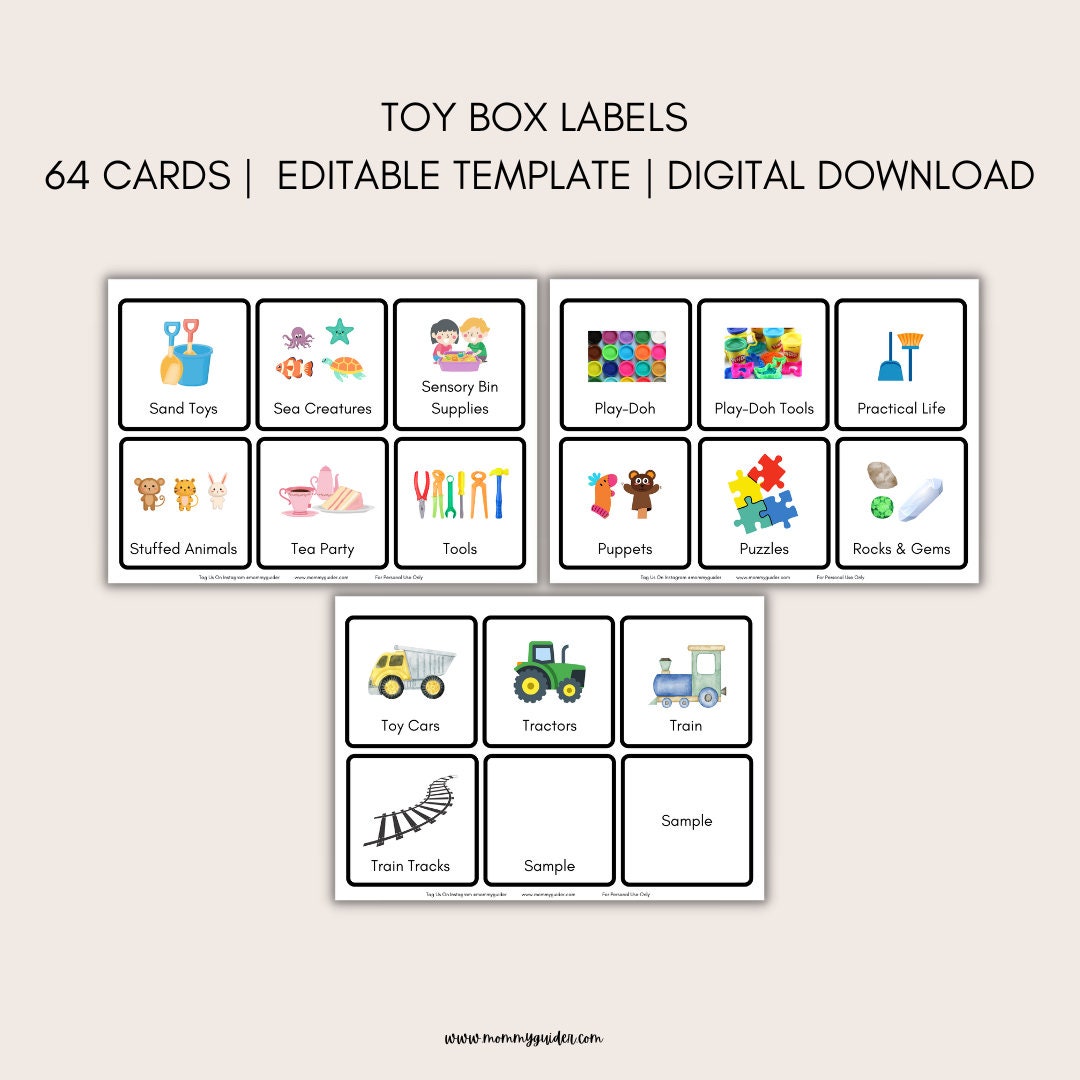 Kid Toy Box Editable Labels With Pictures - Etsy