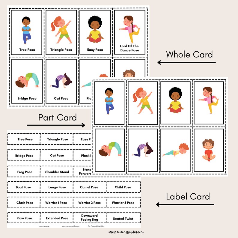 Montessori Yoga Flashcards for Kids: 3-part Learning (PDF) - Etsy