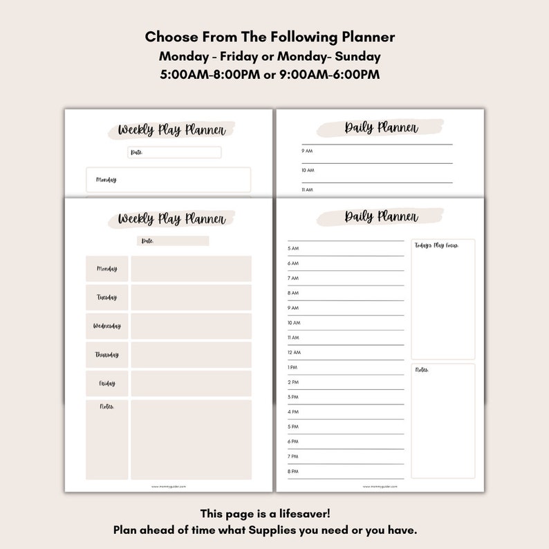 Play Activity Planner Editable Printable Montessori Inspired Kids ...