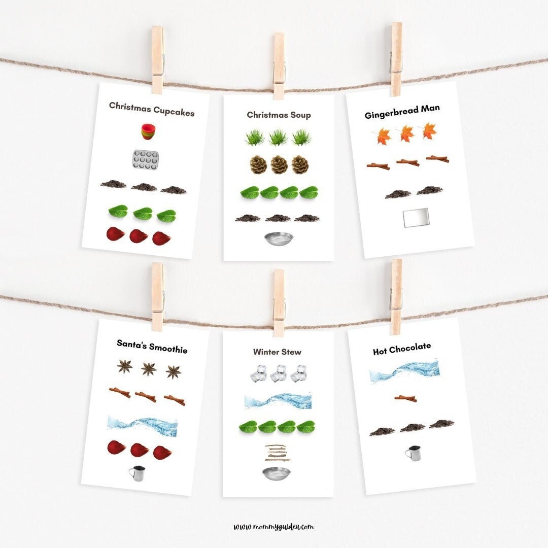 Christmas Outdoor Mud Kitchen Flash Cards for Kids | Potion & Recipes ...