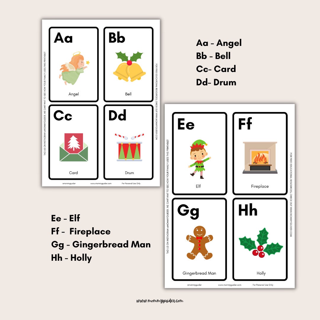 Christmas Alphabet Flashcards Christmas A-Z Christmas - Etsy