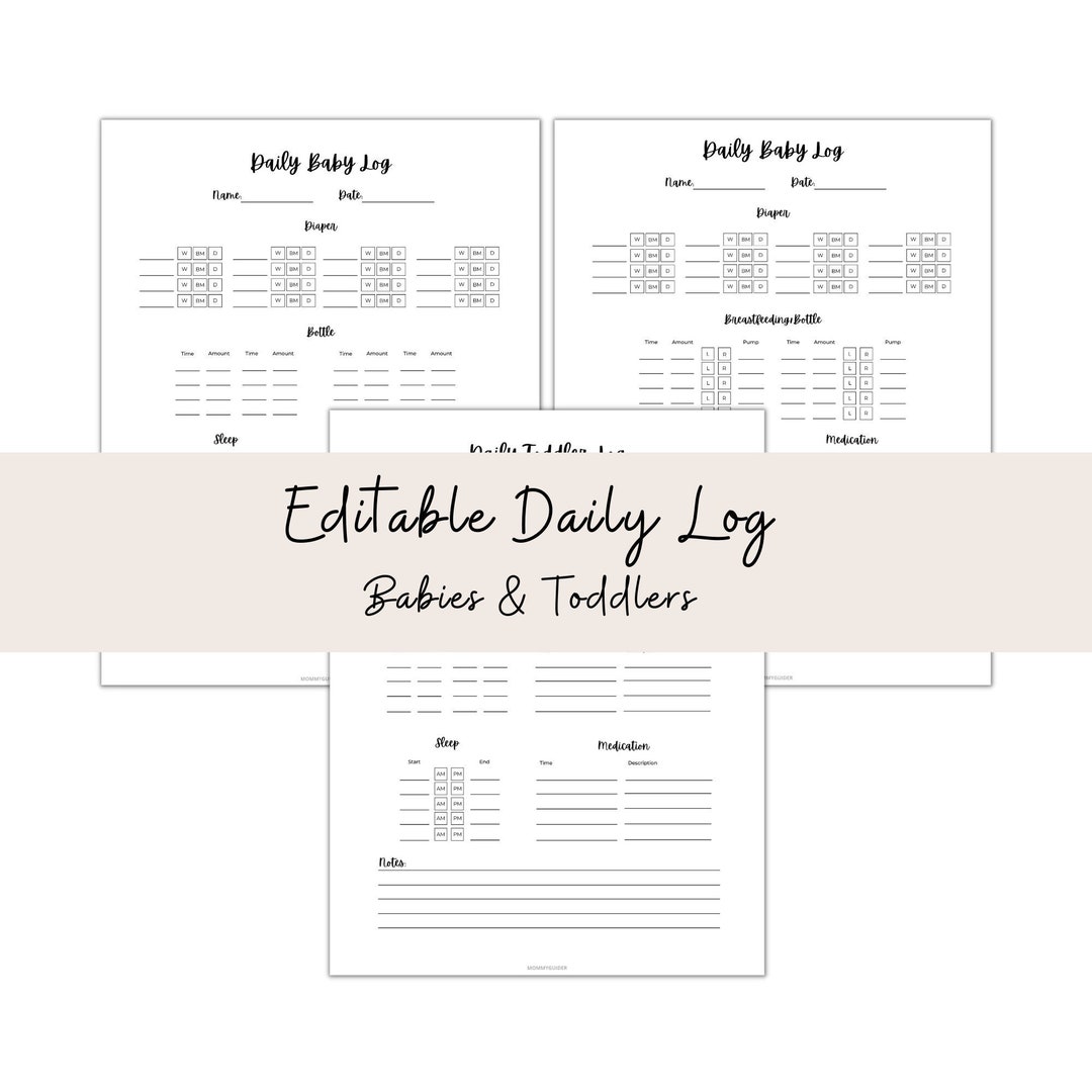 Editable Daily Infant & Toddler Tracker Log Printable - Etsy