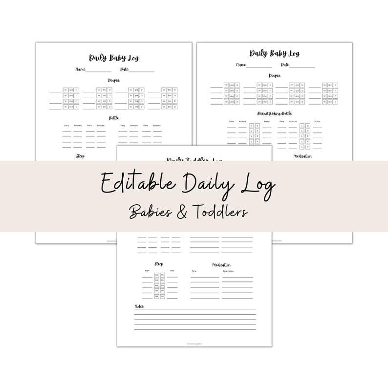 Editable Daily Infant & Toddler Tracker Log Printable - Etsy