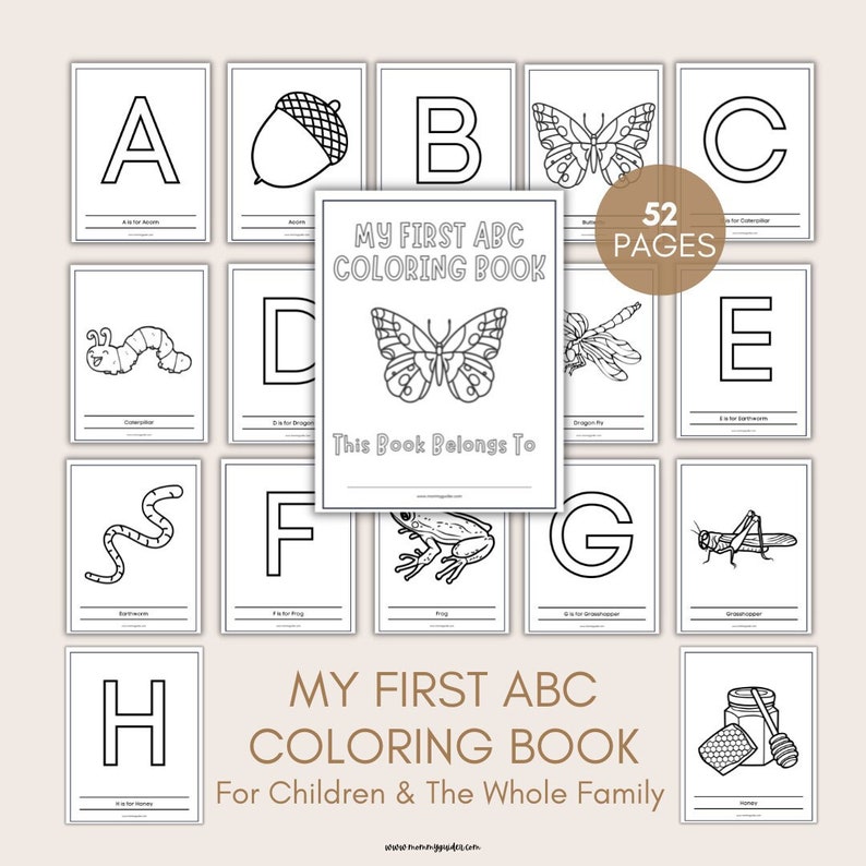 My First Nature ABC Coloring Book| Alphabet Nature Coloring Sheets for ...