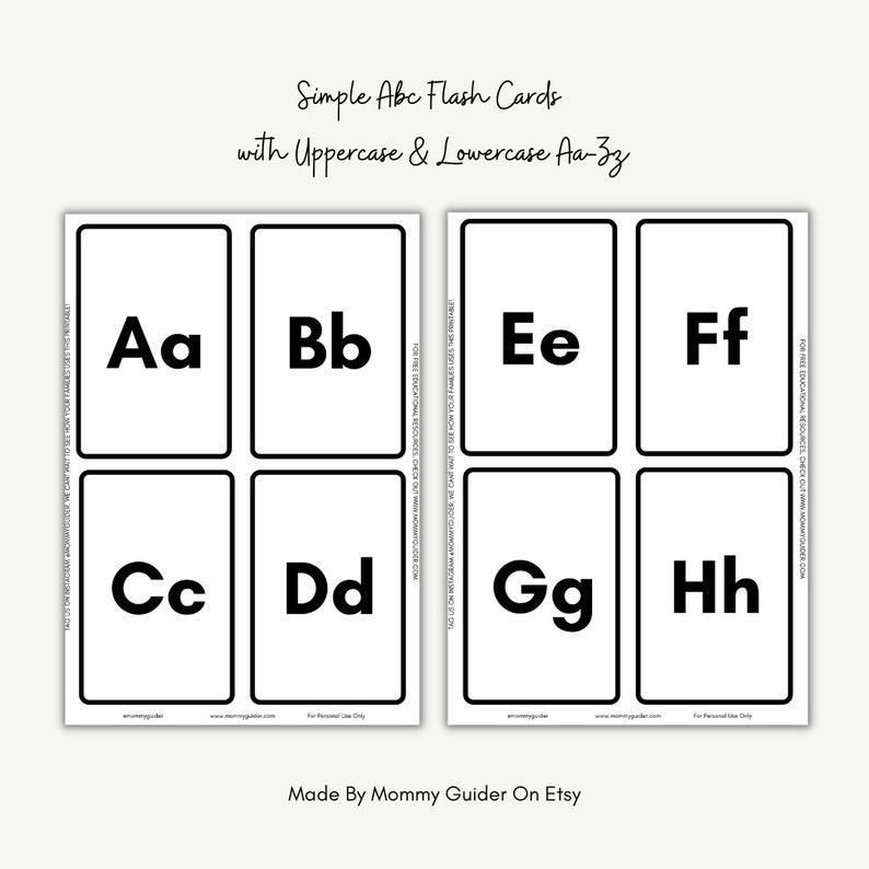 Alphabet Flash Cards for Kids Printable| Uppercase & Lowercase Abc for ...