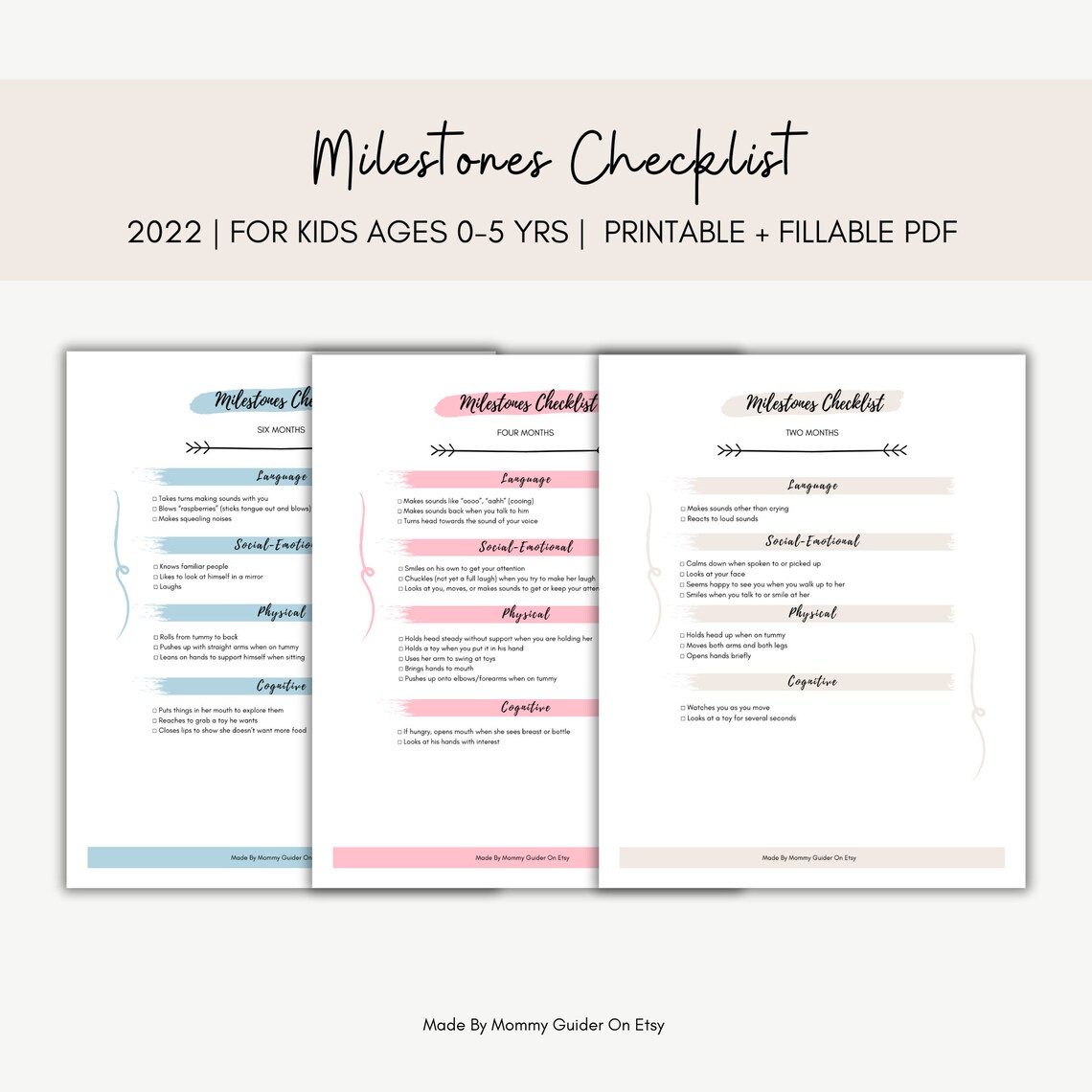 Printable Milestones Checklist for Baby, Toddler, & Preschooler ...